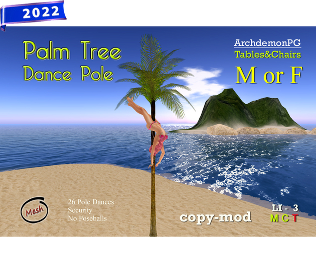 Second Life Marketplace - [H] Palm Tree Dance Pole - M or F